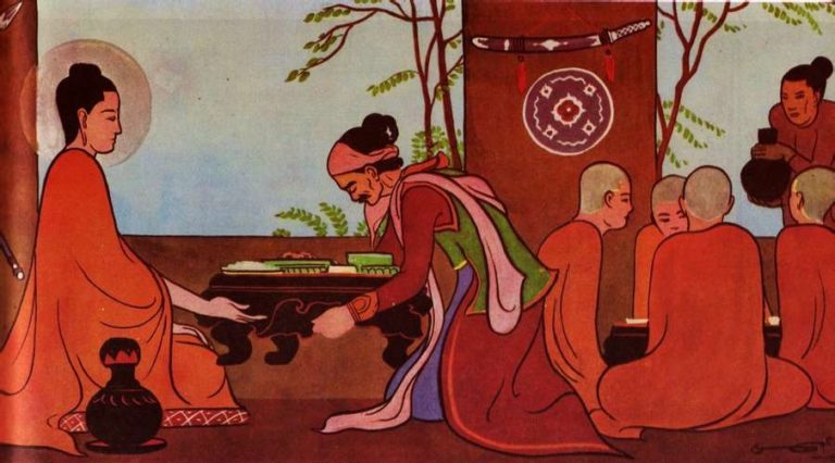 A General offering meals to the Buddha-Buddhism